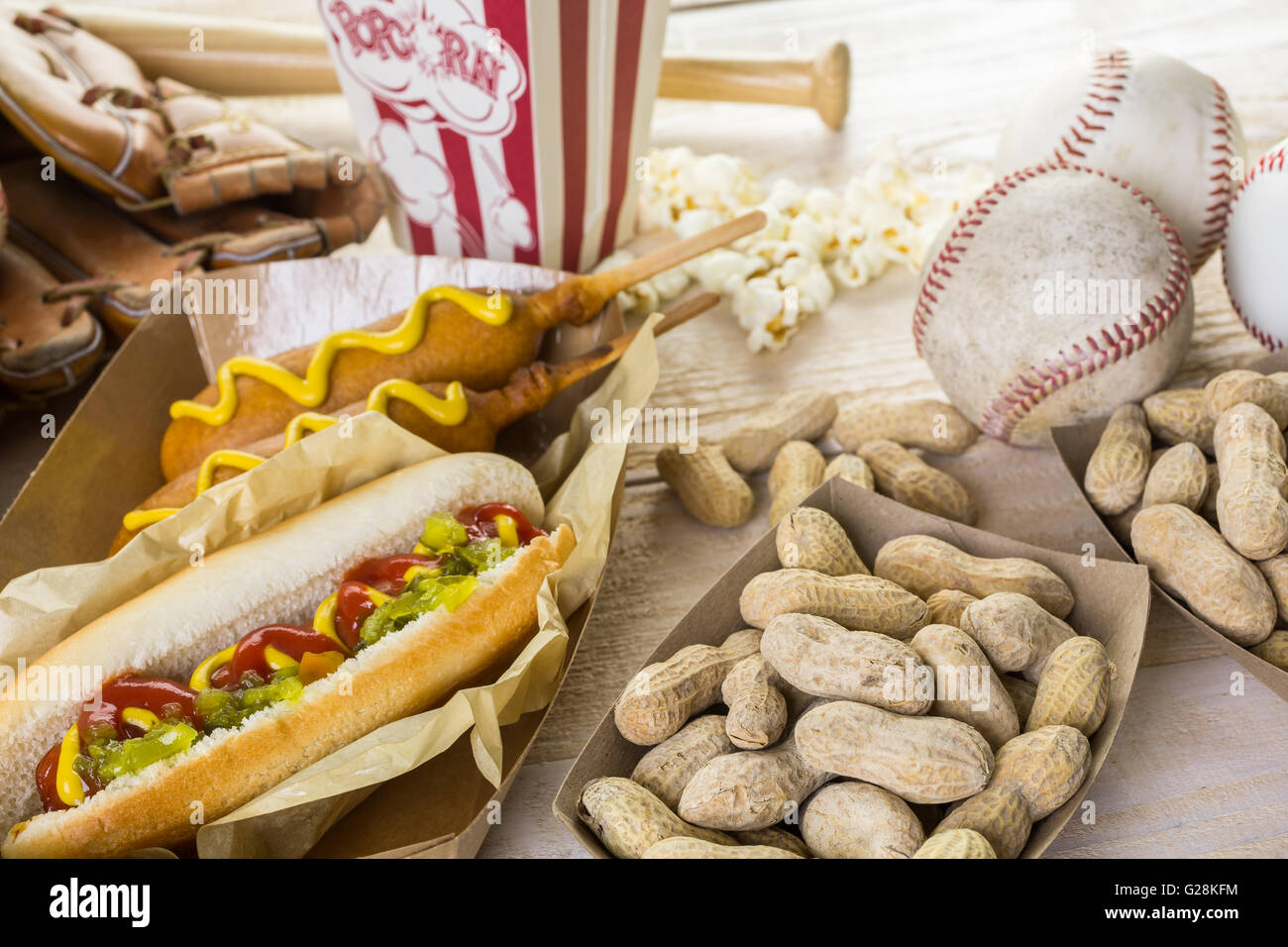 Baseball party food with balls and mizuno on a wood table Stock Photo ...