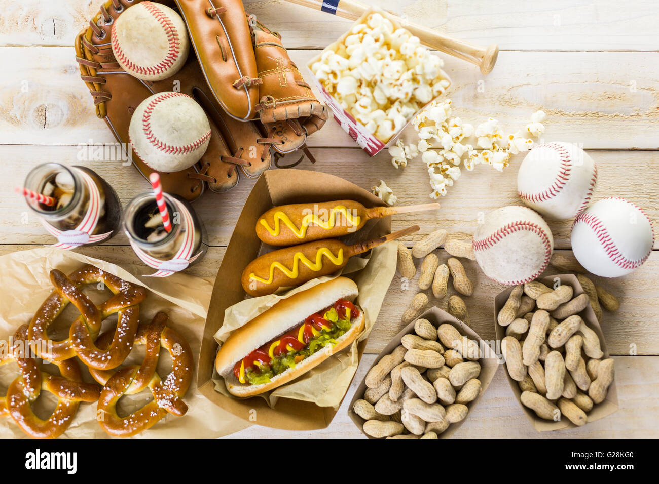 Baseball party food with balls and mizuno on a wood table Stock Photo ...