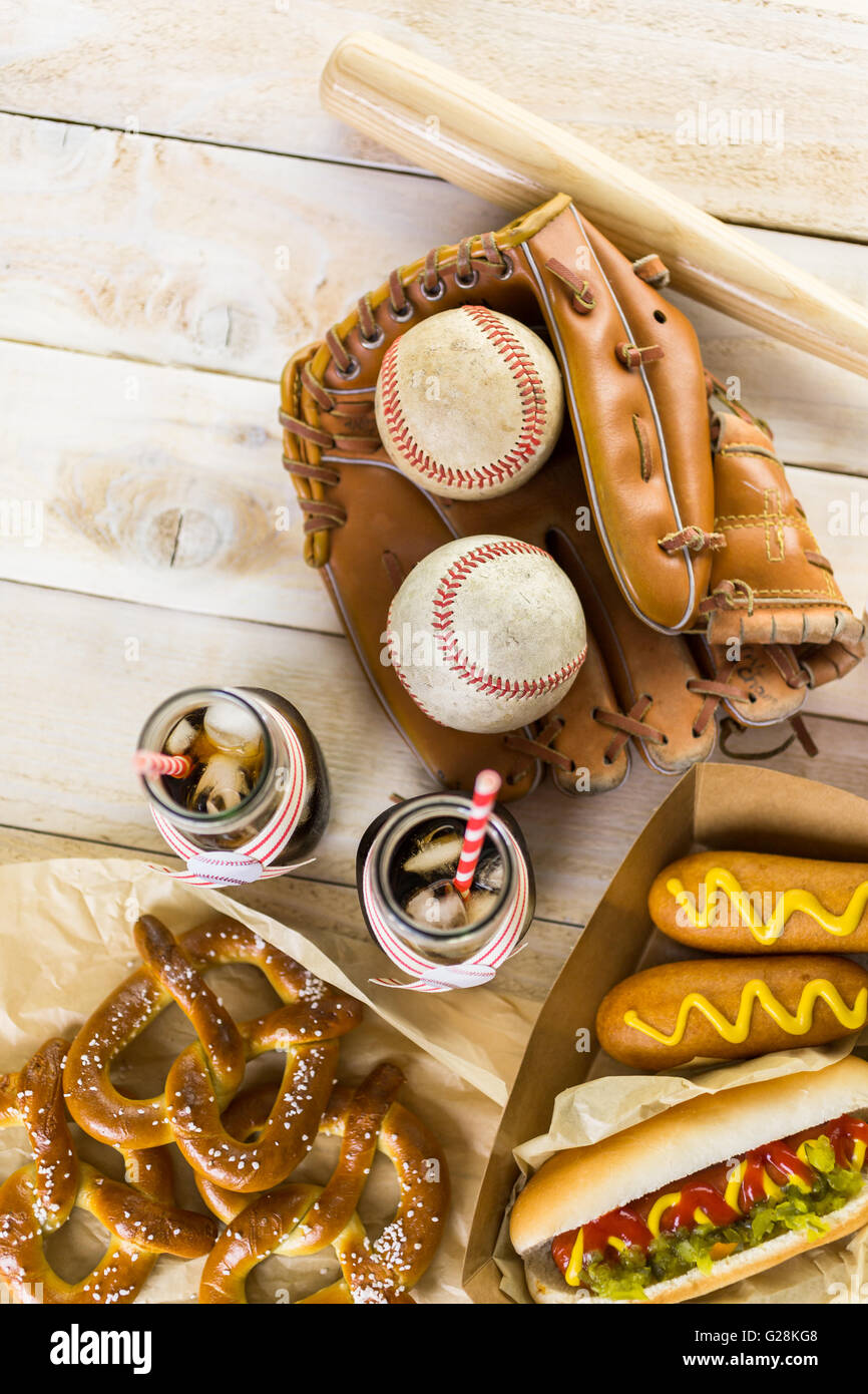 Baseball party food with balls and mizuno on a wood table Stock Photo ...