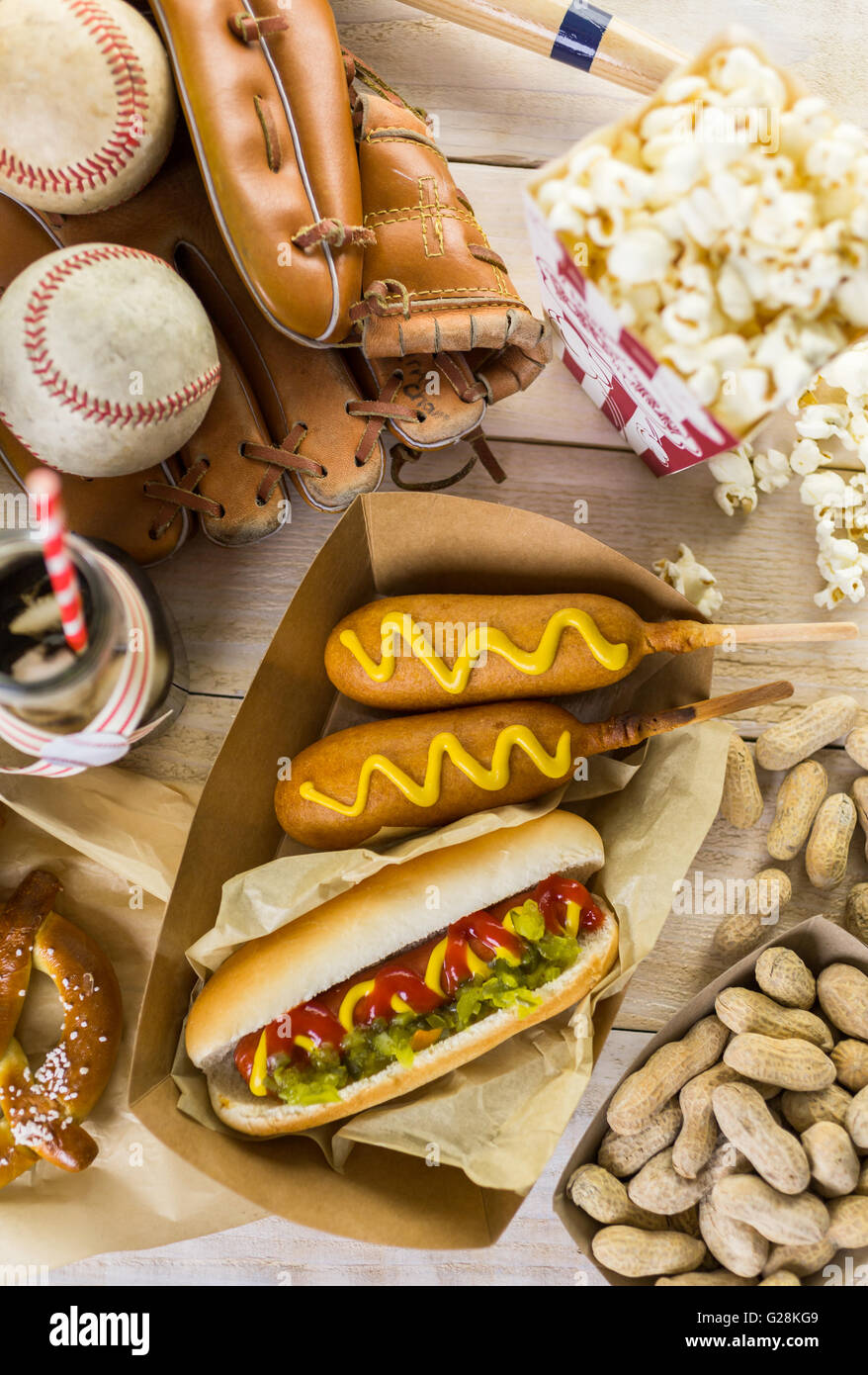 Baseball party food with balls and mizuno on a wood table Stock Photo ...