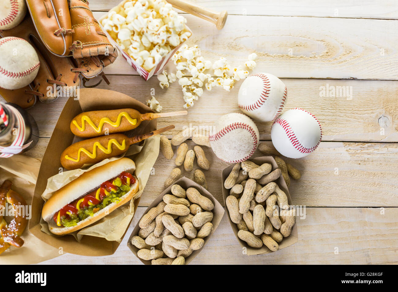 Baseball party food with balls and mizuno on a wood table Stock Photo ...