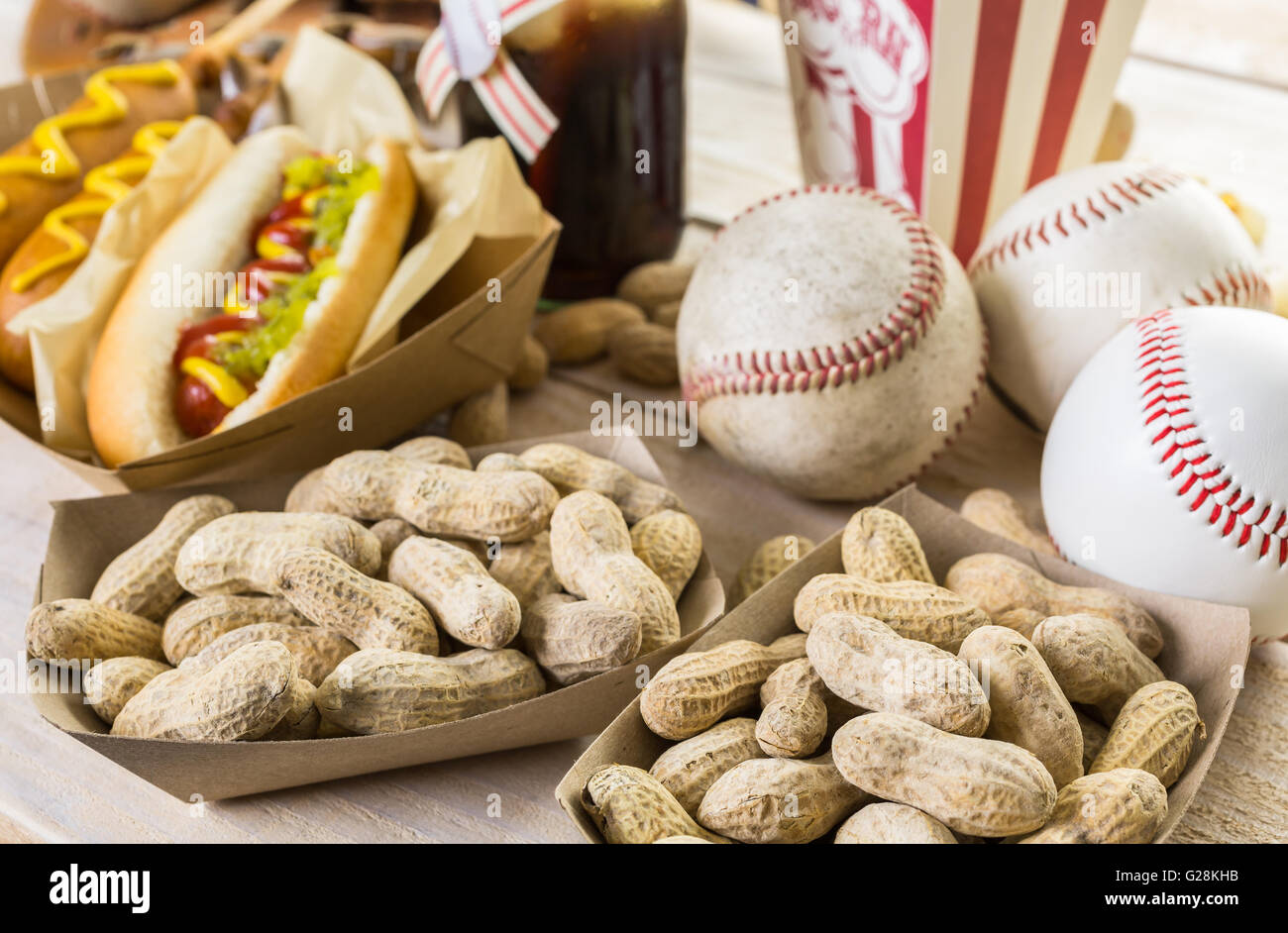 Baseball party food with balls and mizuno on a wood table Stock Photo ...