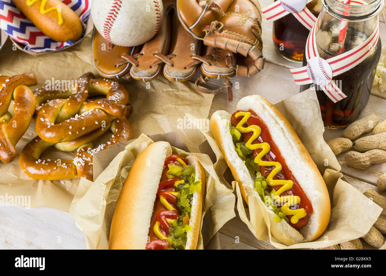 Baseball party food with balls and mizuno on a wood table Stock Photo ...