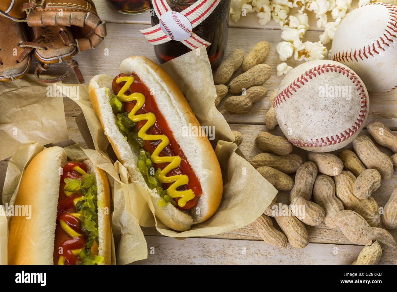 Baseball party food with balls and mizuno on a wood table Stock Photo ...