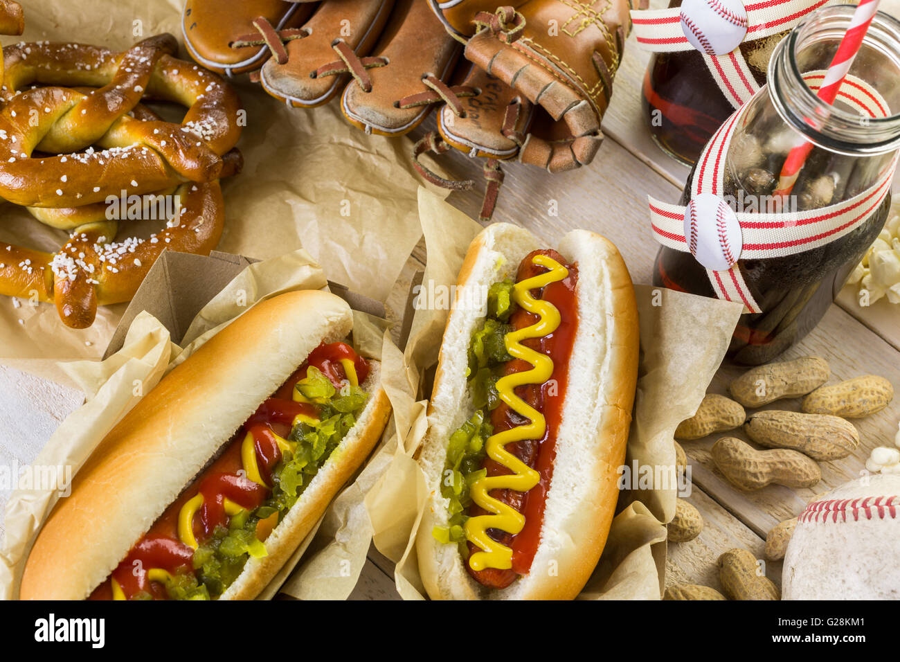 Baseball party food with balls and mizuno on a wood table Stock Photo ...