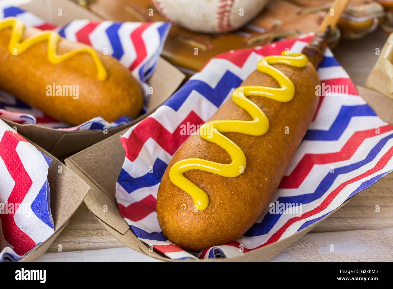Baseball party food with balls and mizuno on a wood table Stock Photo ...