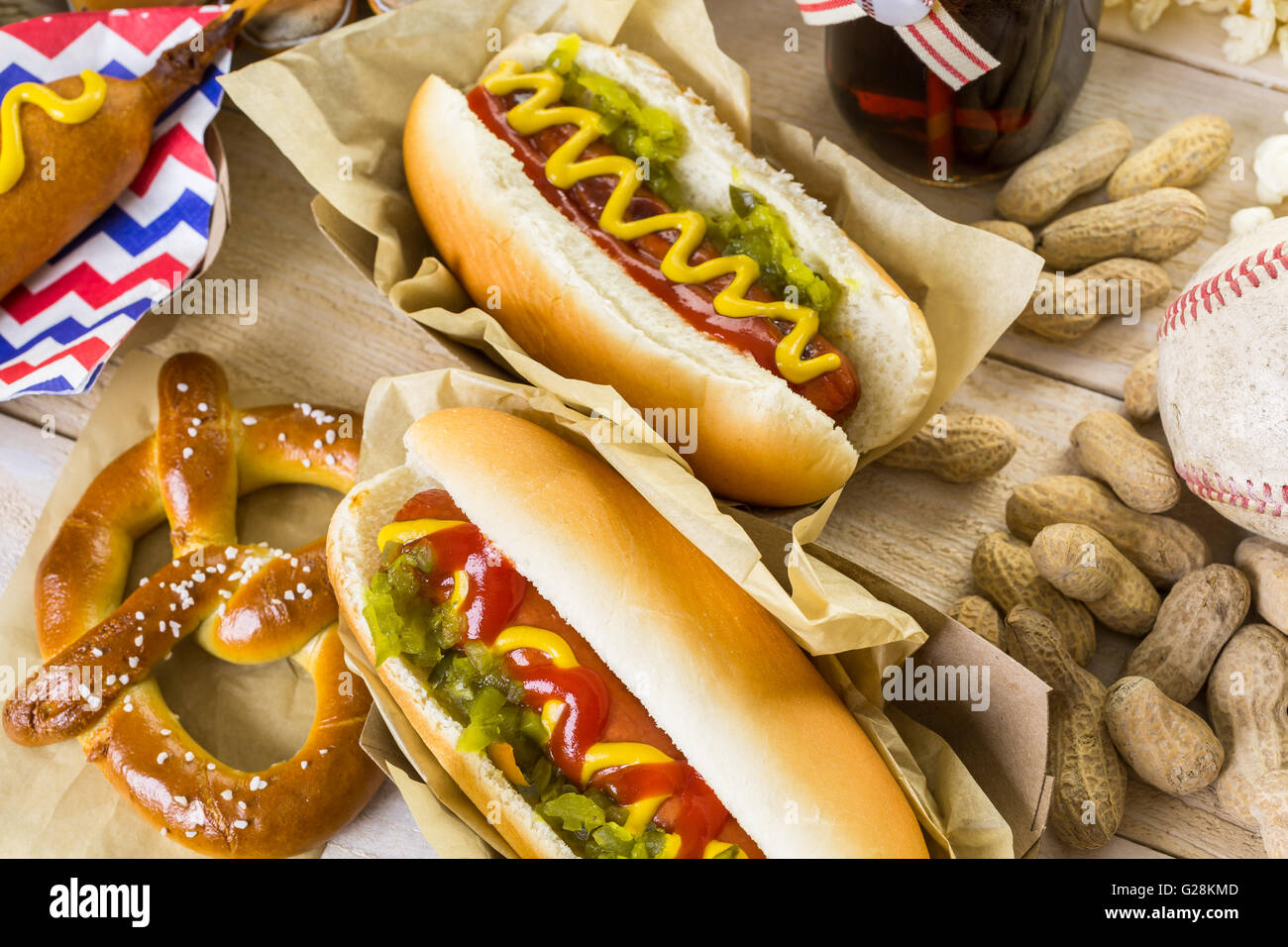 Baseball party food with balls and mizuno on a wood table Stock Photo ...