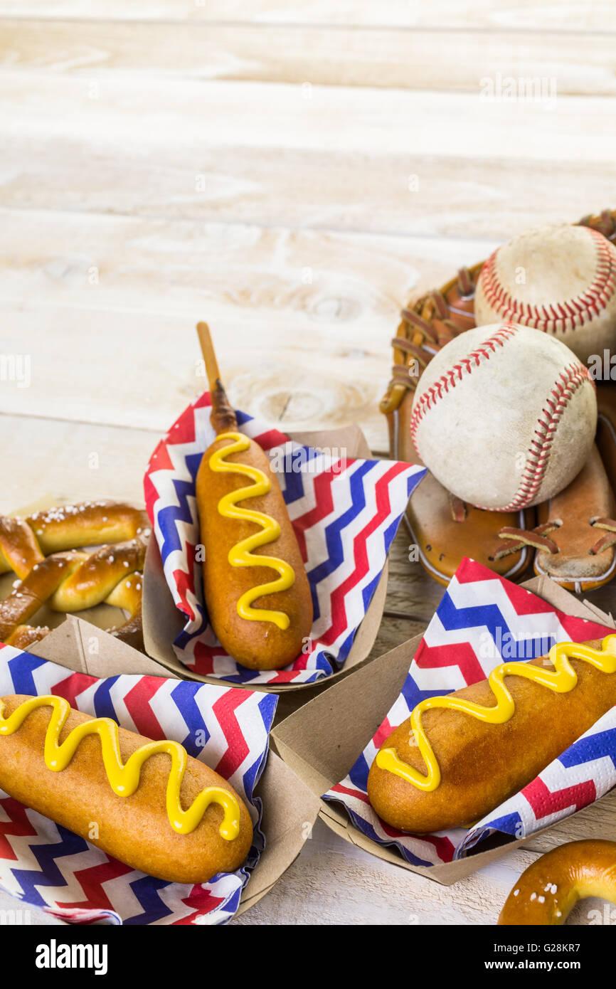 Baseball party food with balls and mizuno on a wood table Stock Photo ...