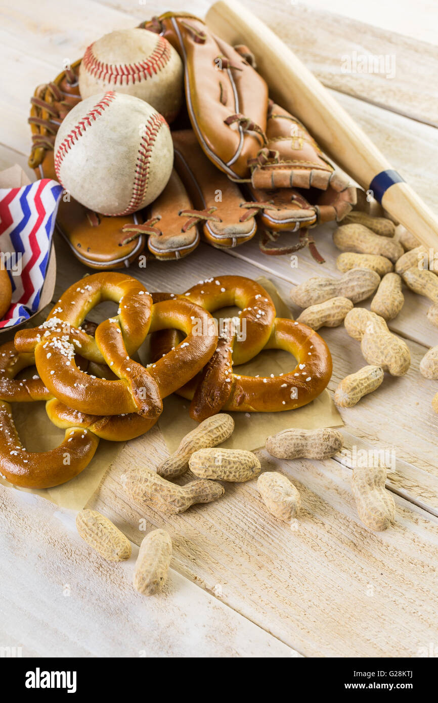 Baseball party food with balls and mizuno on a wood table Stock Photo ...