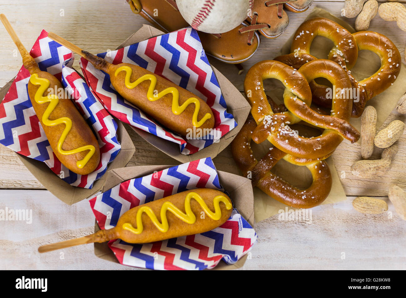 Baseball party food with balls and mizuno on a wood table Stock Photo ...