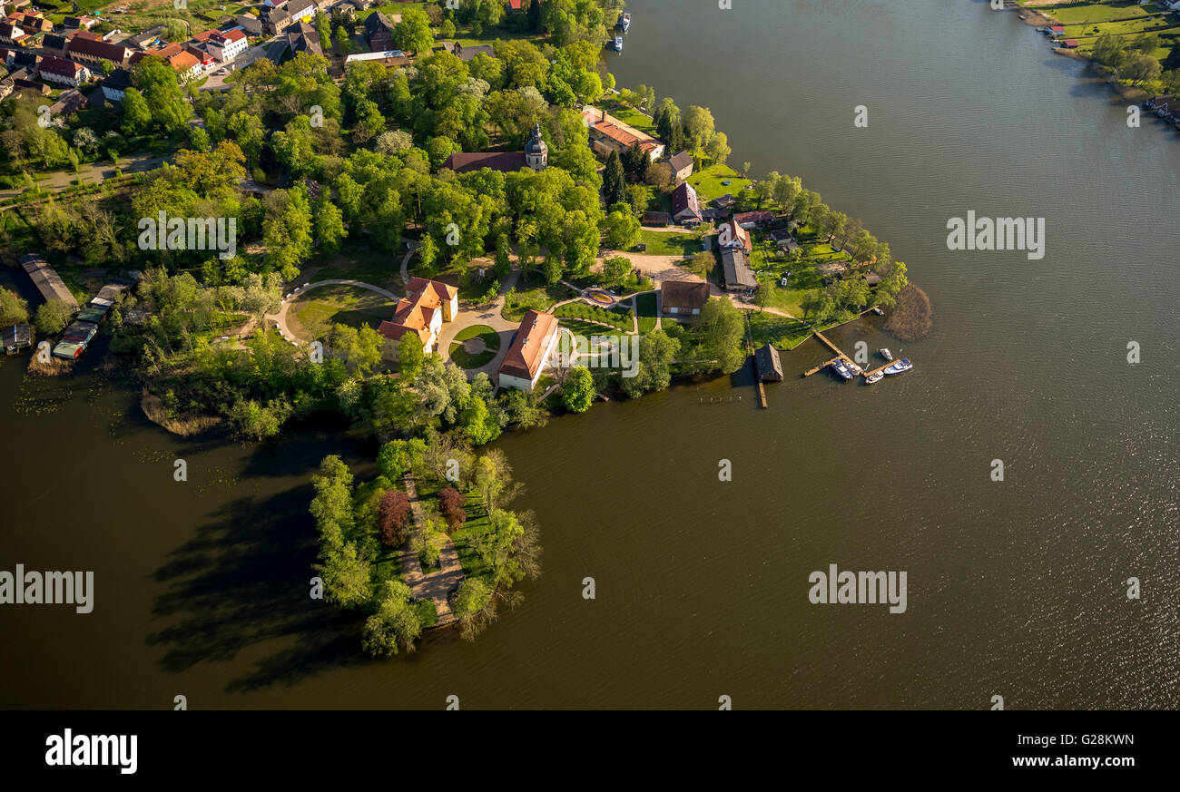 Castle church johanniterkirche on the castle island mirow hi-res stock ...