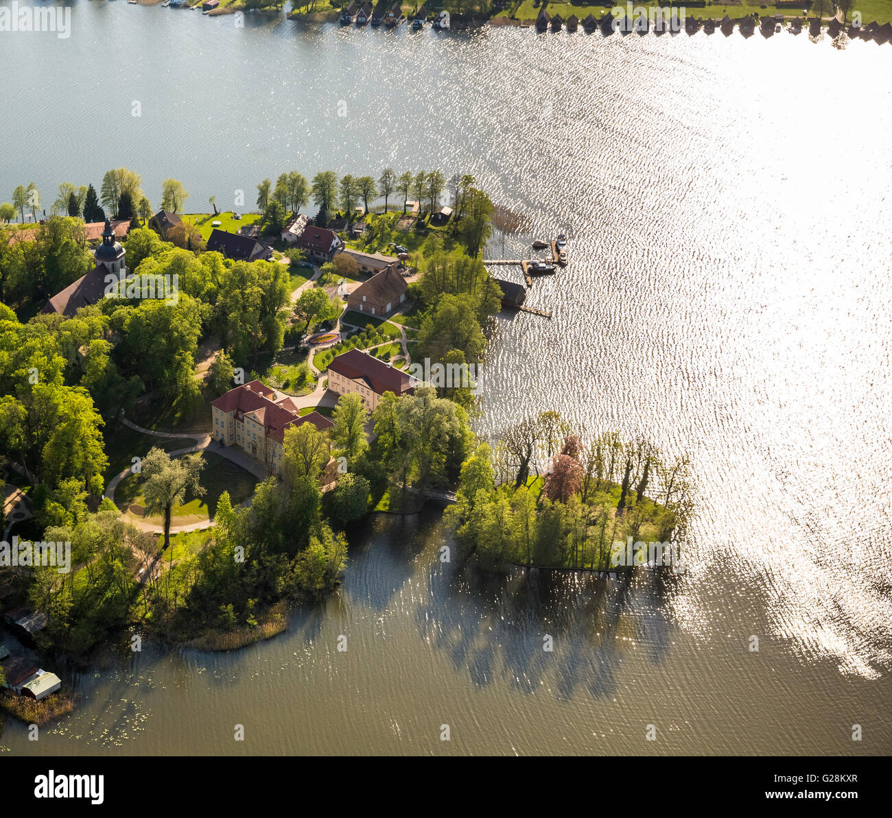 Castle church johanniterkirche on the castle island mirow hi-res stock ...