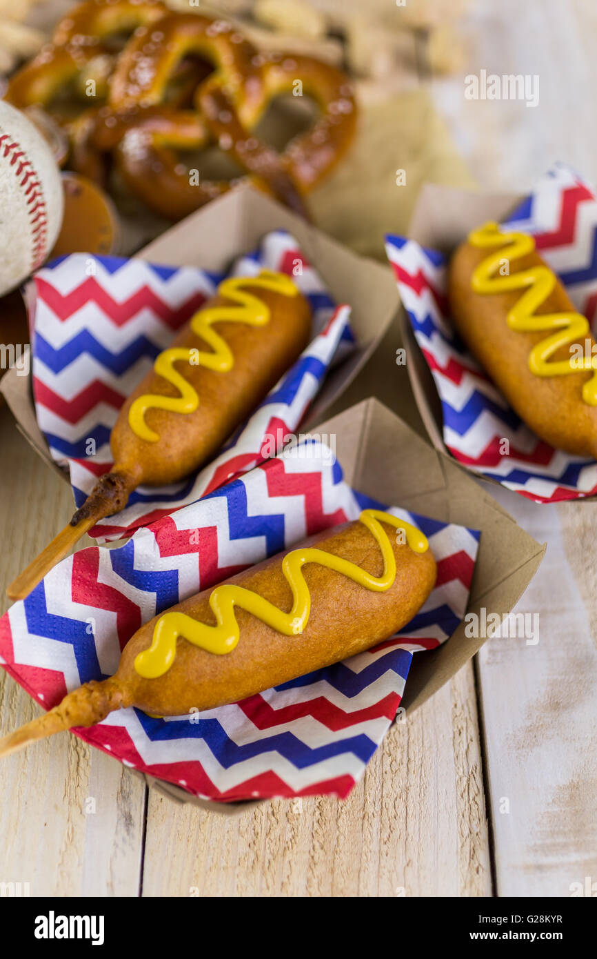Baseball party food with balls and mizuno on a wood table Stock Photo ...