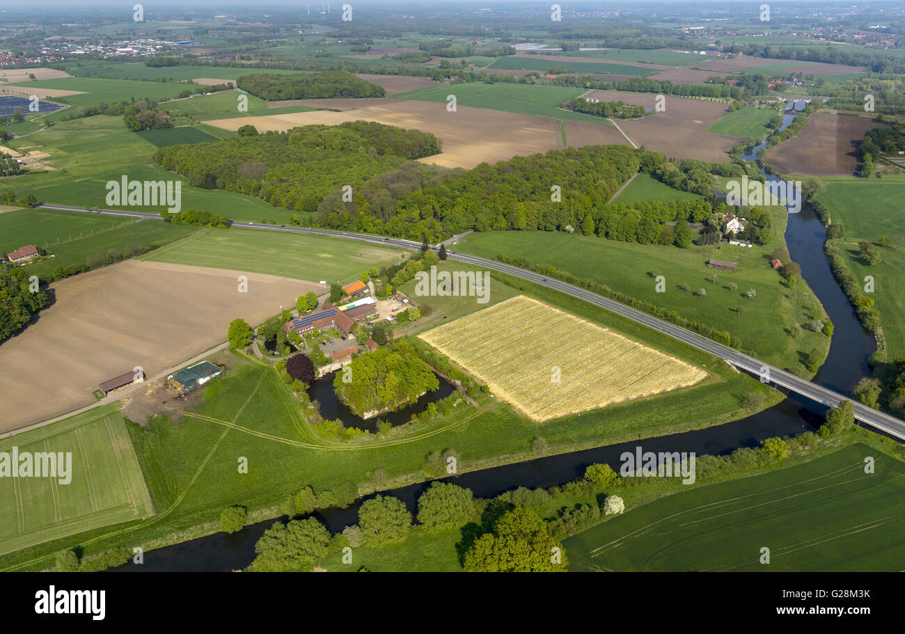 Aerial view, Hotel Restaurant Zur noise castle on the lip, Olfen, Lippe ...