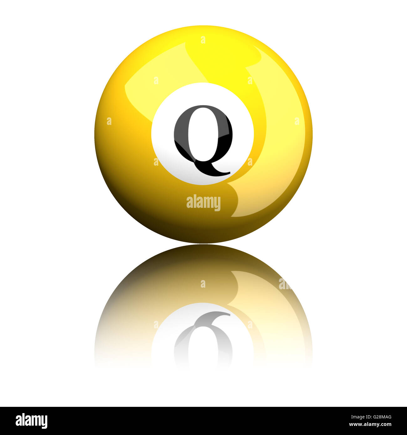 3D rendering sphere alphabet letter Q isolated on white Stock Photo - Alamy