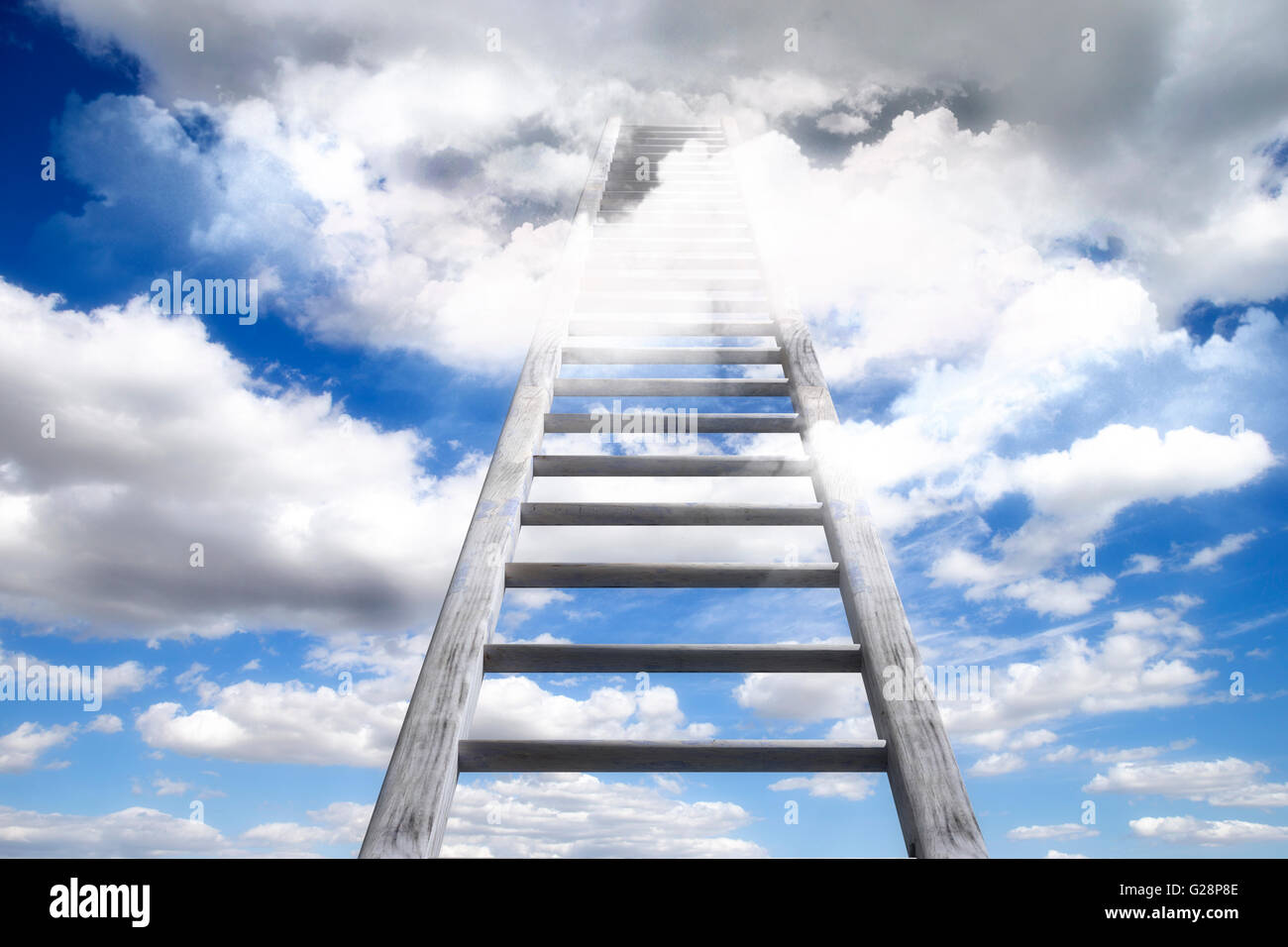 3D rendering of ladder leading to heaven sky Stock Photo - Alamy