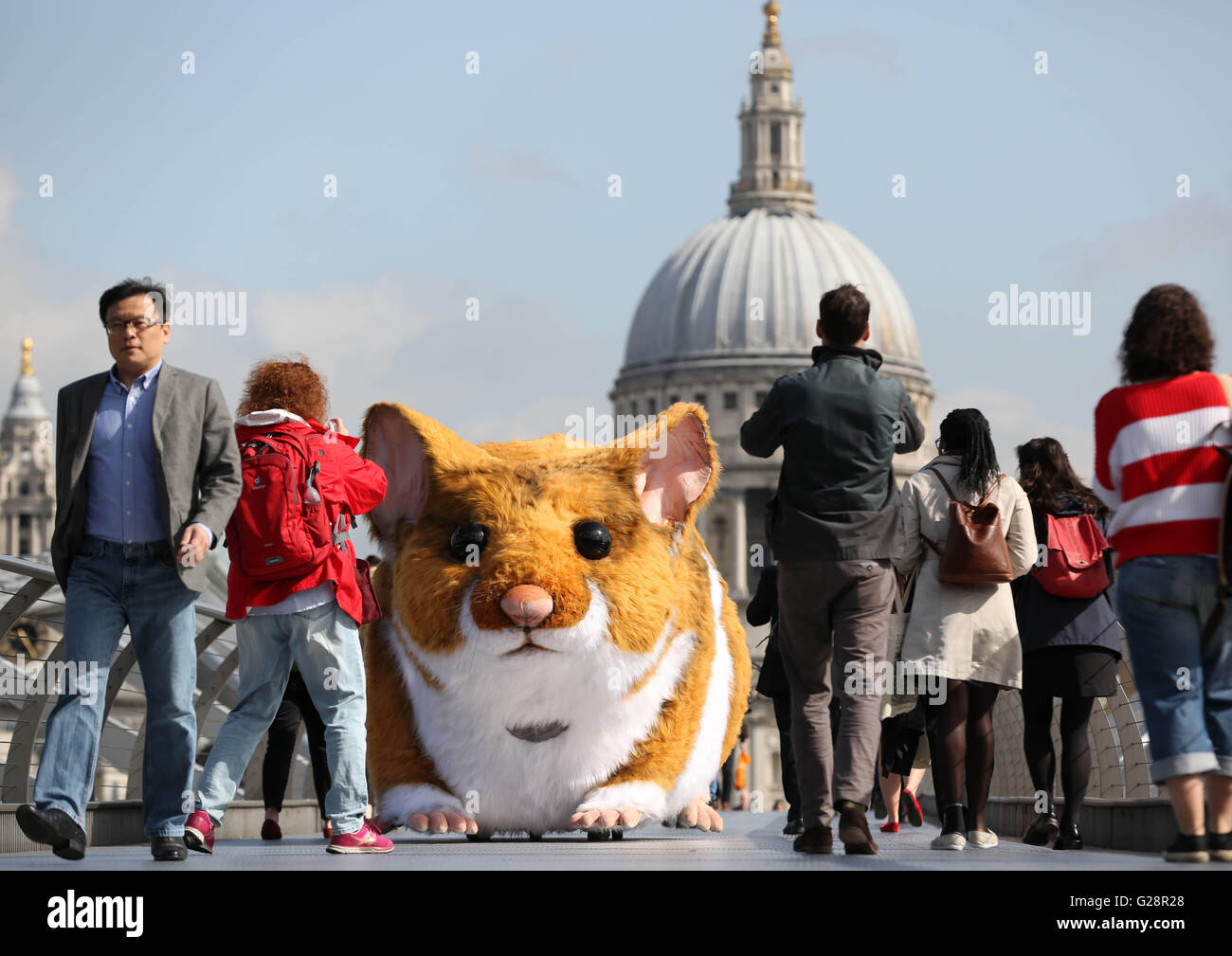 EDITORIAL USE ONLY A 12ft pedal-powered mechanical model hamster is ...