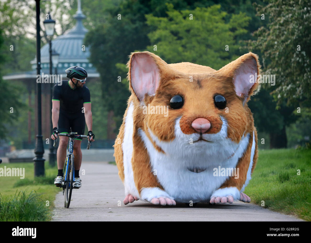 EDITORIAL USE ONLY A 12ft pedal-powered mechanical model hamster is ...