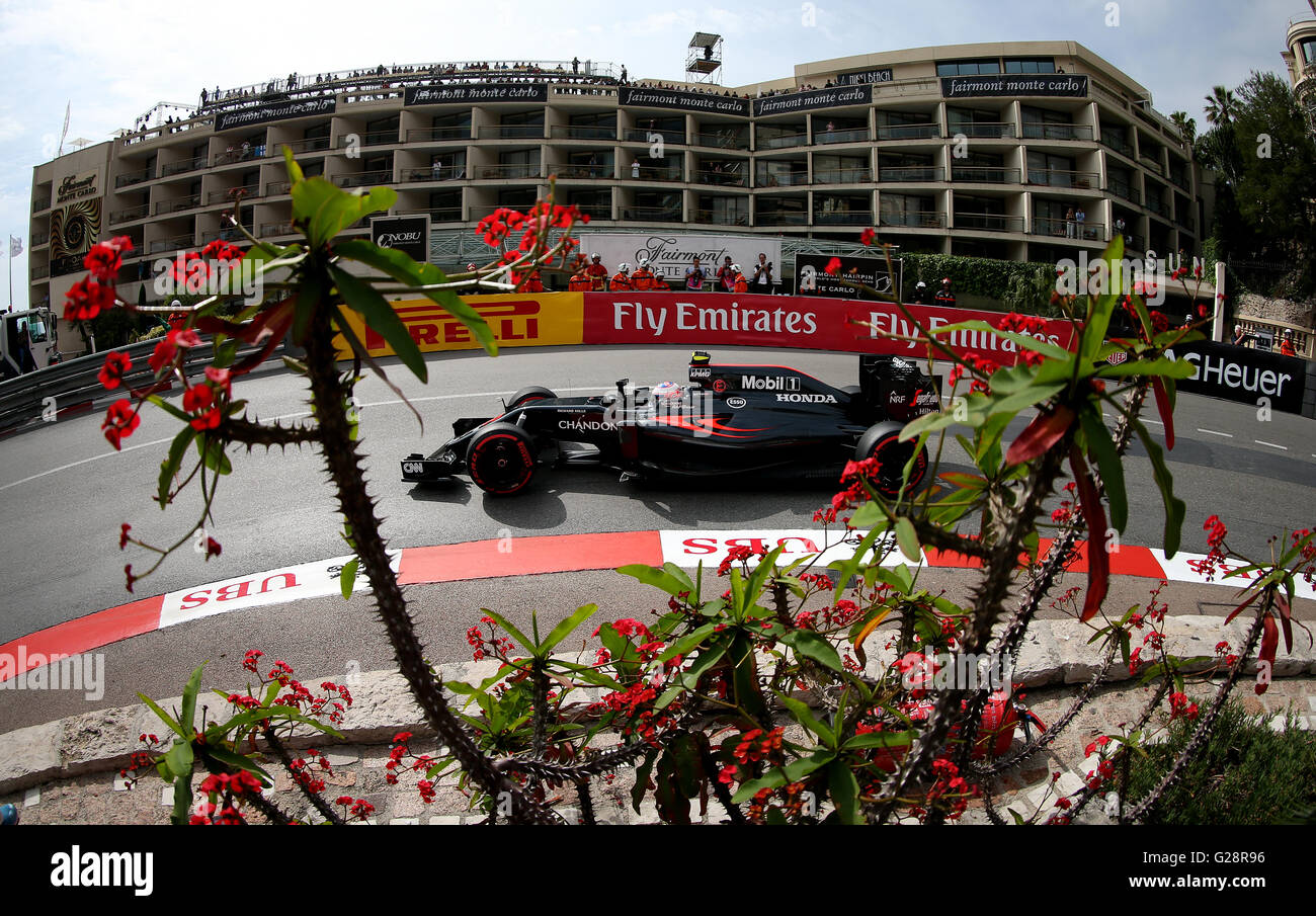 McLaren's Jenson Button during first practice of the Monaco Grand Prix ...