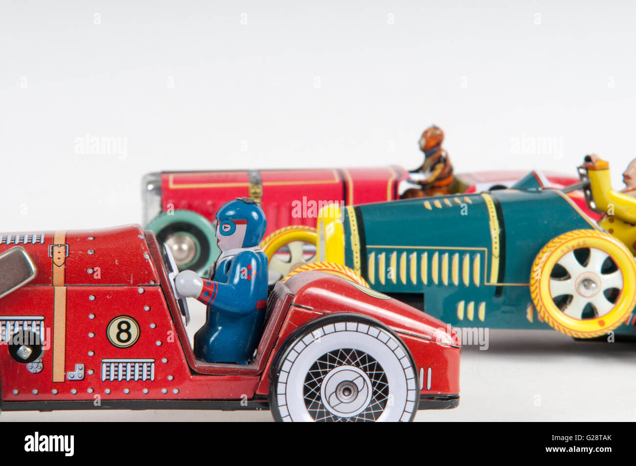 Success and achievement concept with vintage toy car wining the race ...