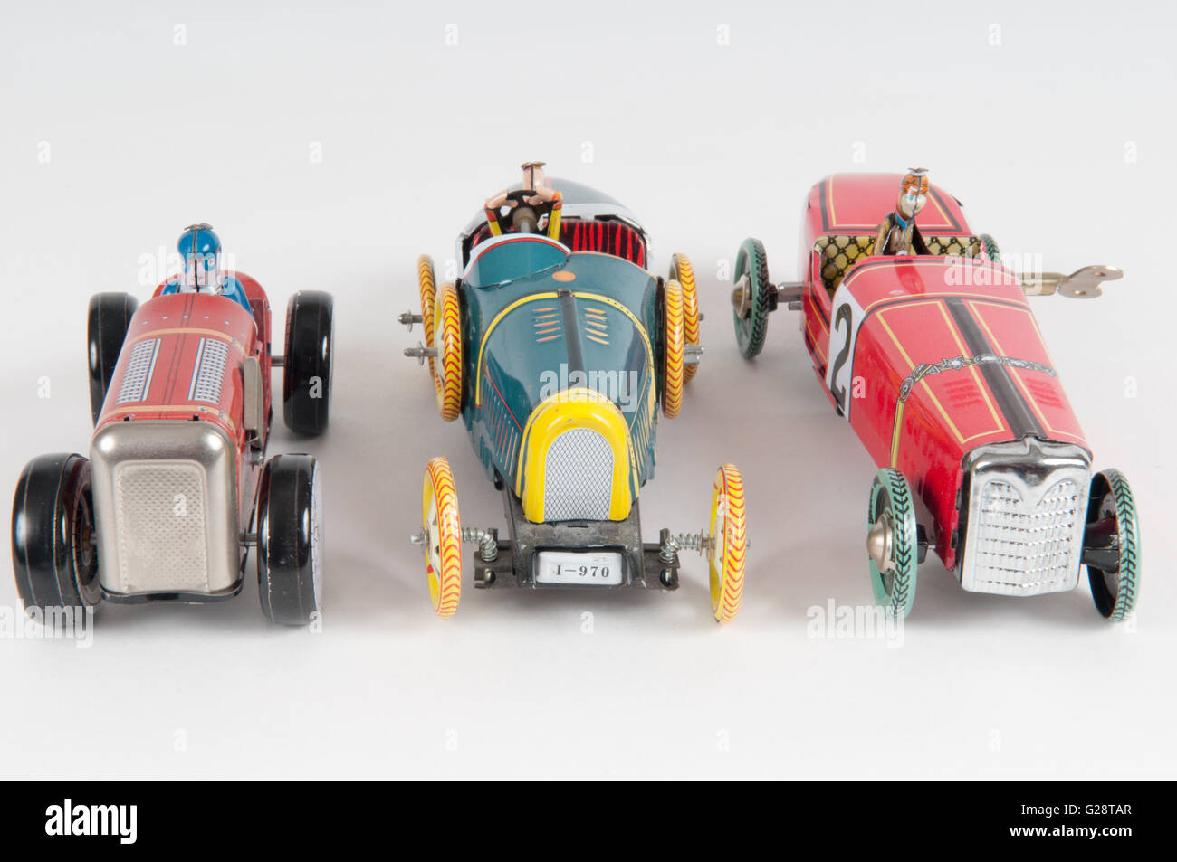 Success and achievement concept with vintage toy car wining the race ...