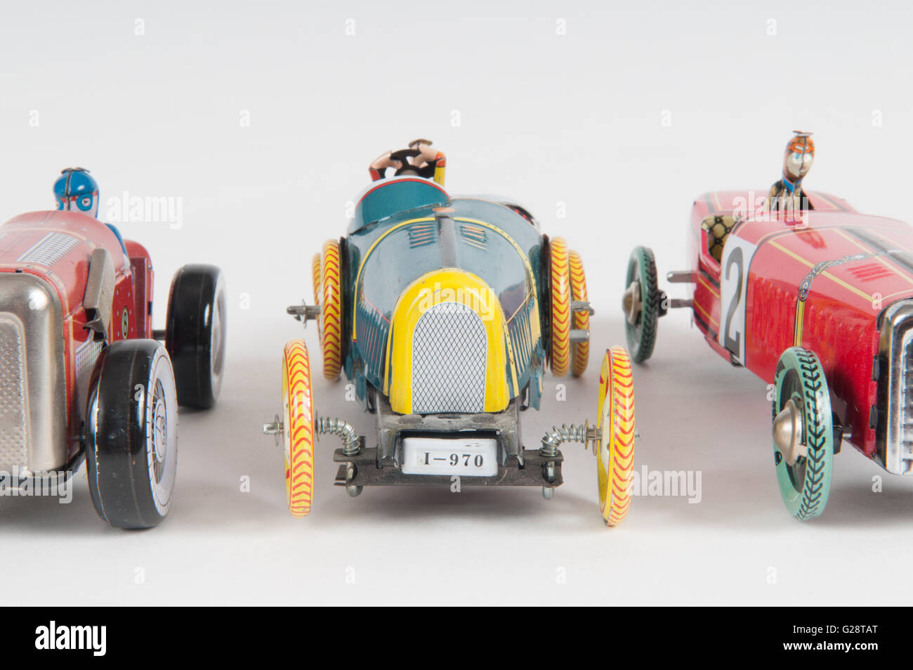 Success and achievement concept with vintage toy car wining the race ...