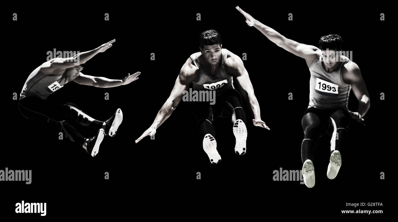 Front view of sportsman is jumping Stock Photo - Alamy