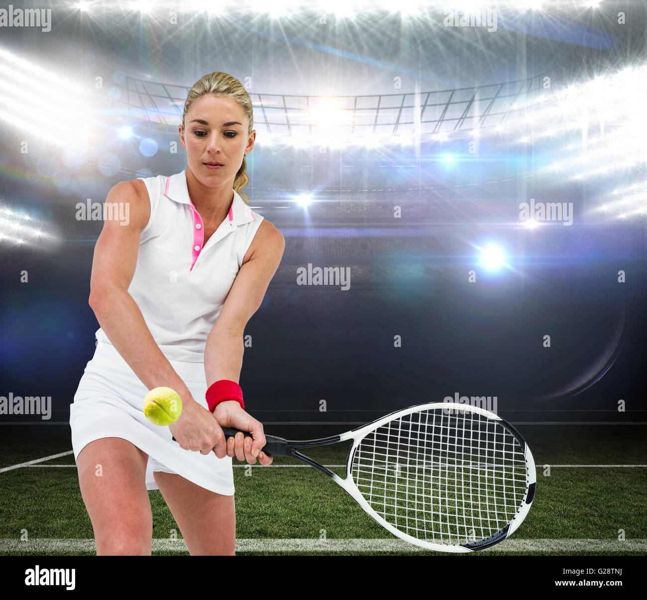 Composite image of athlete playing tennis with a racket Stock Photo - Alamy