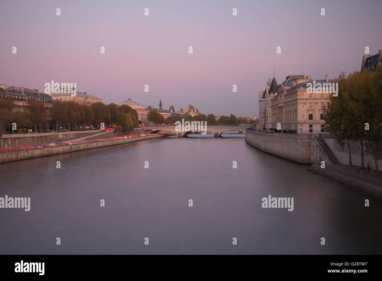 Paris, France - Seine River at sunset Stock Photo - Alamy