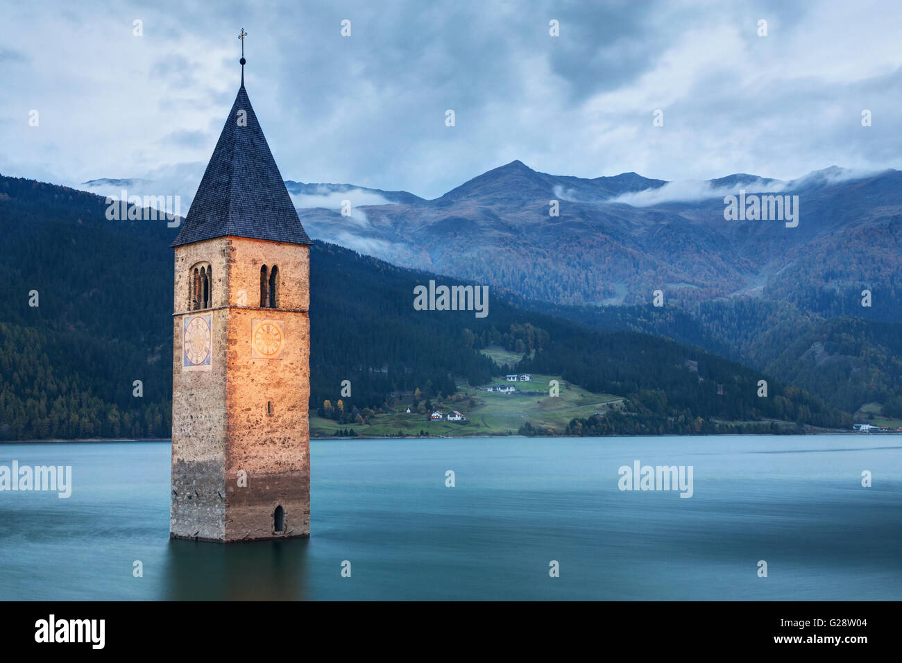 Sunken church tower in lake hi-res stock photography and images - Alamy