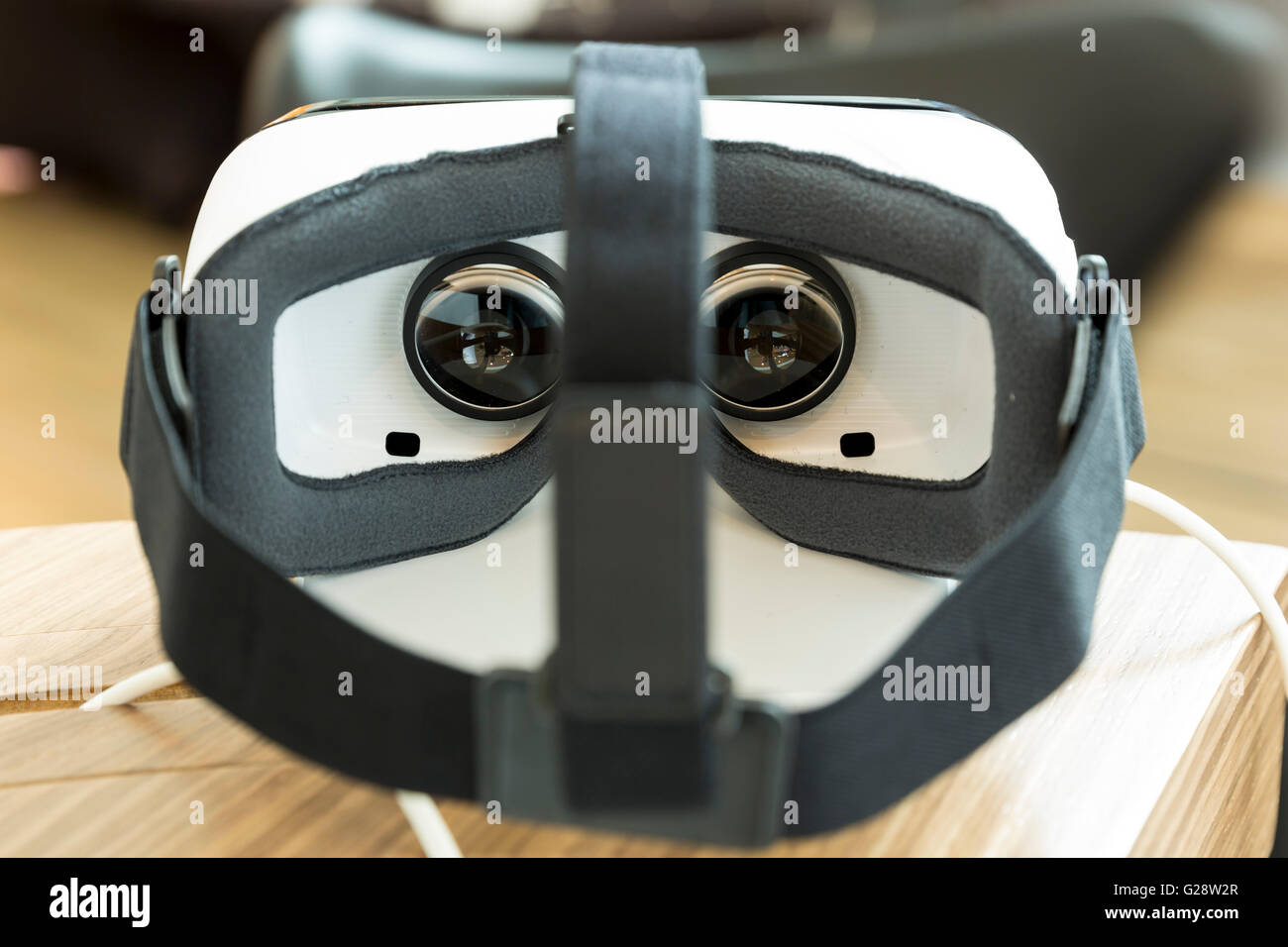 Virtual reality (VR) headsets (glasses) from behind. VR is immersive ...