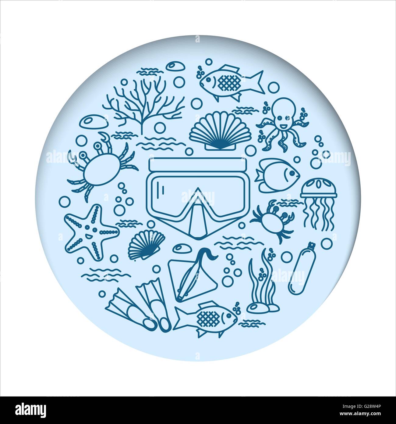 Diving icons set with fish and equipment Stock Vector Image & Art - Alamy
