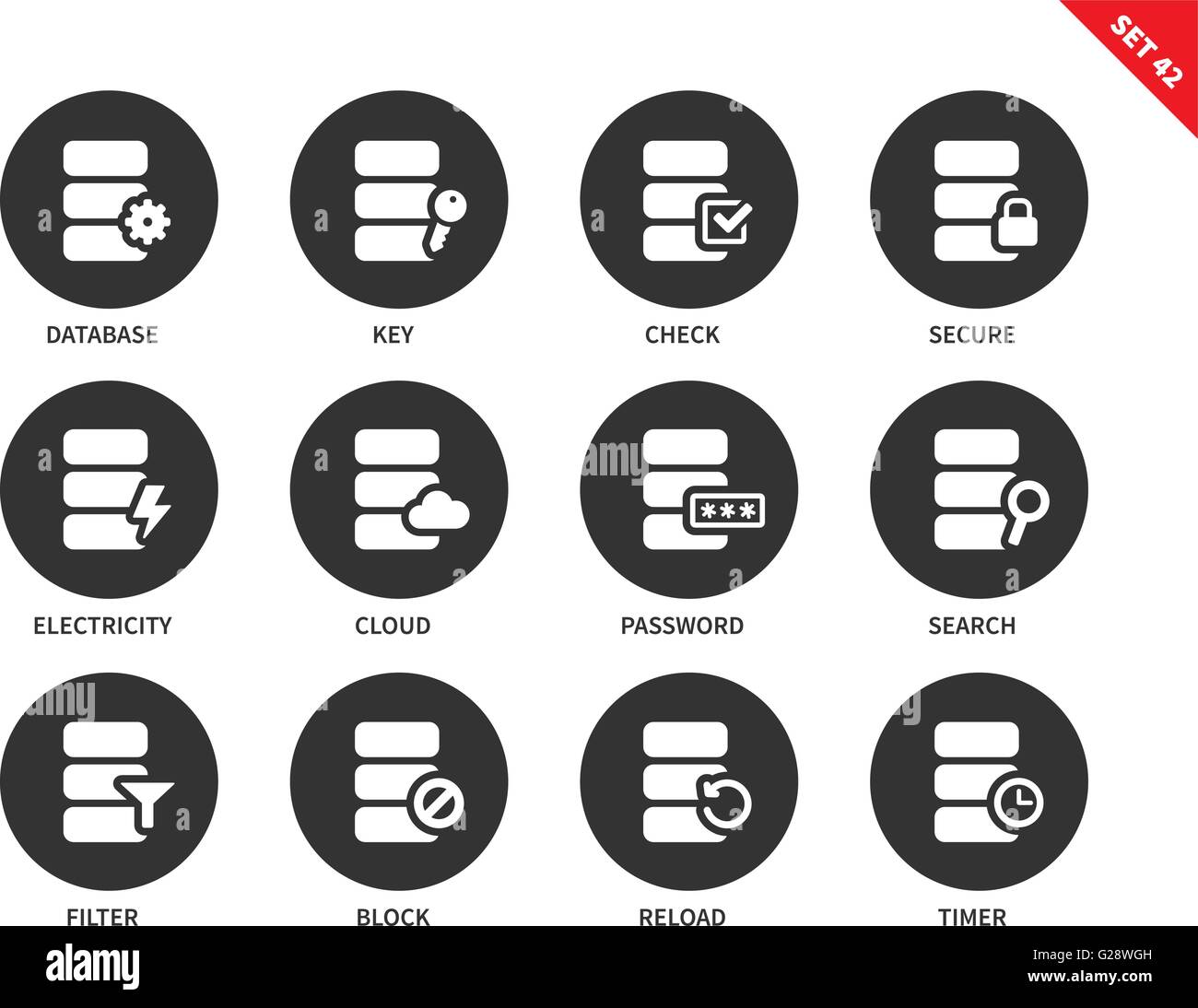 Database icons on white background Stock Vector Image & Art - Alamy