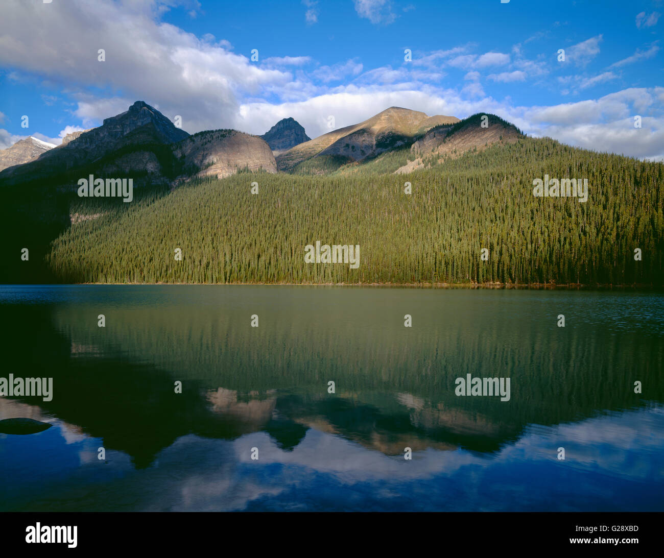 Canada, Alberta, Banff National Park, Morning view of Lake Louise with ...