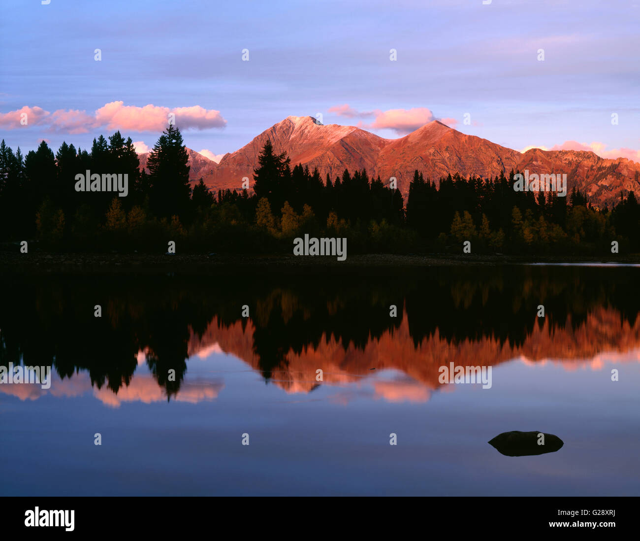 USA, Colorado, Gunnison National Forest. Alpenglow on Mount Owens in ...