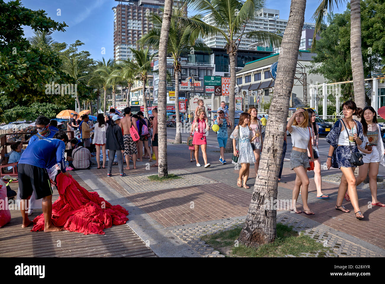 Pattaya Beach road Thailand S. E. Asia. Popular and busy tourist street ...
