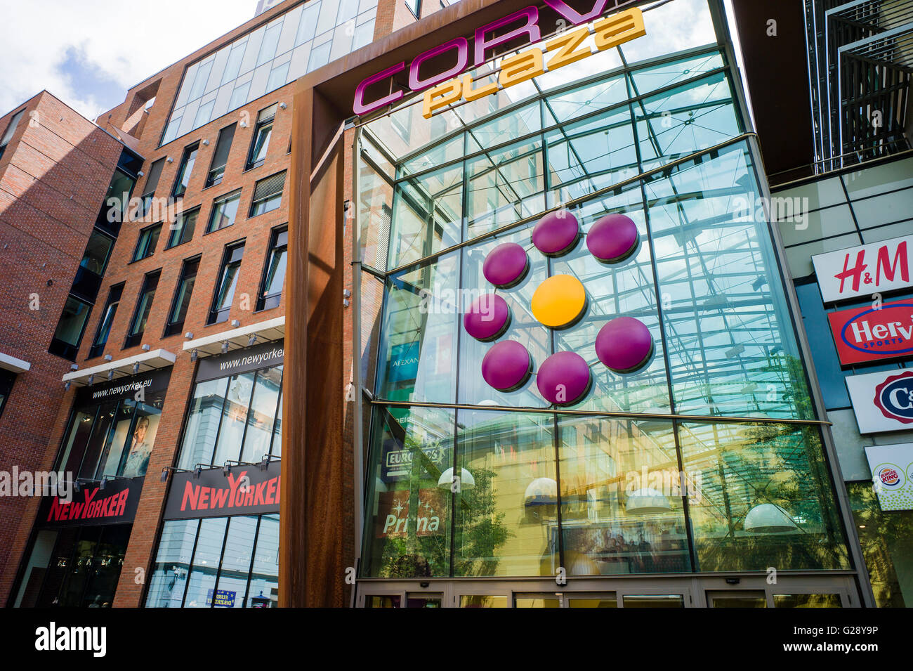 The exterior of the Corvin Plaza shopping mall in Budapest, Hungary ...