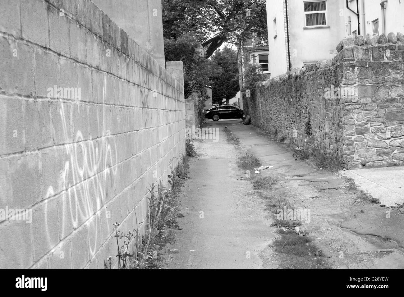 Urban back lane in Central Cardiff, May 2016 Stock Photo - Alamy