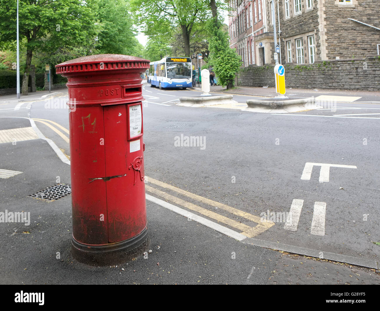 Classic old red Victorian letter box in Cardiff, Wales. May 2016 Stock ...