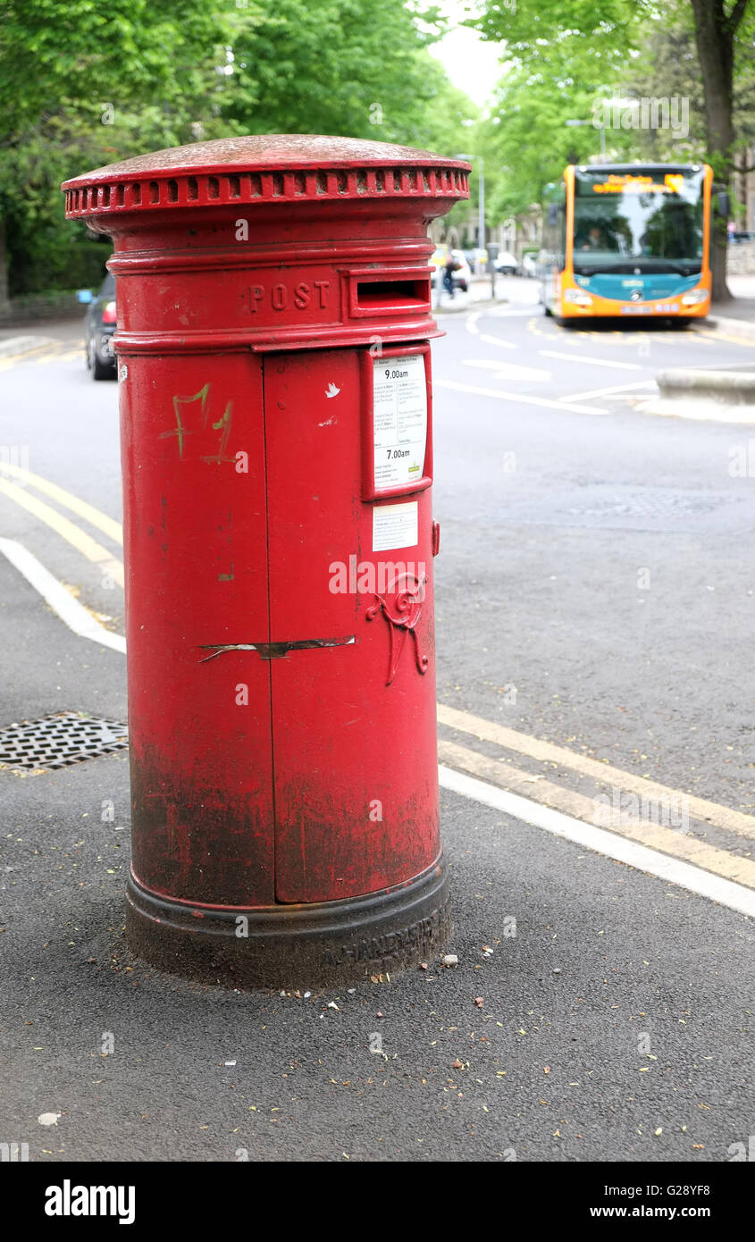 Classic old red Victorian letter box in Cardiff, Wales. May 2016 Stock ...