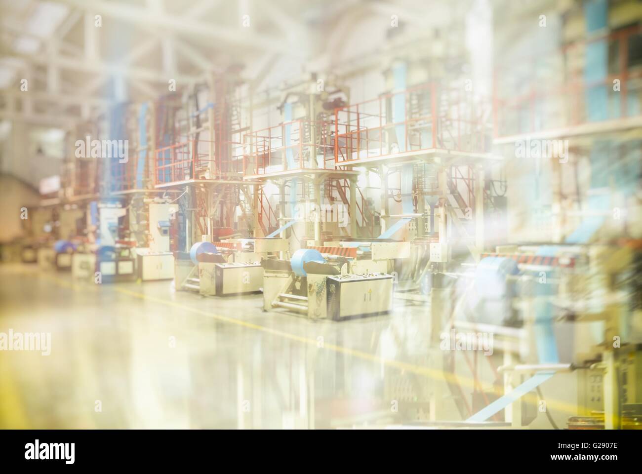 double exposure industry abstract background (polyethylene production ...