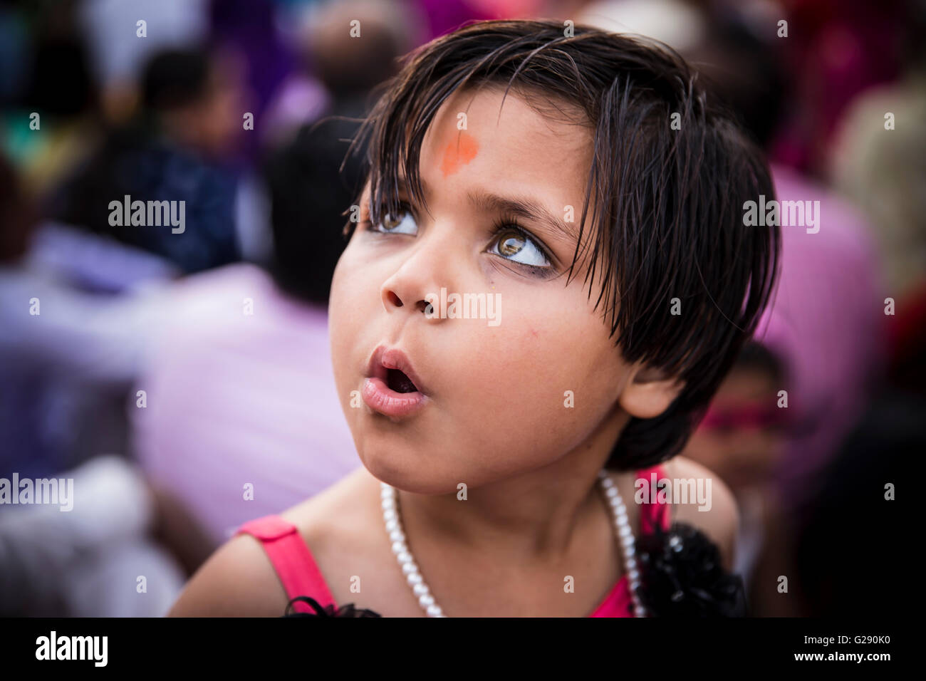 India, April 2016 - Indian child on the banks of Ganges river during ...
