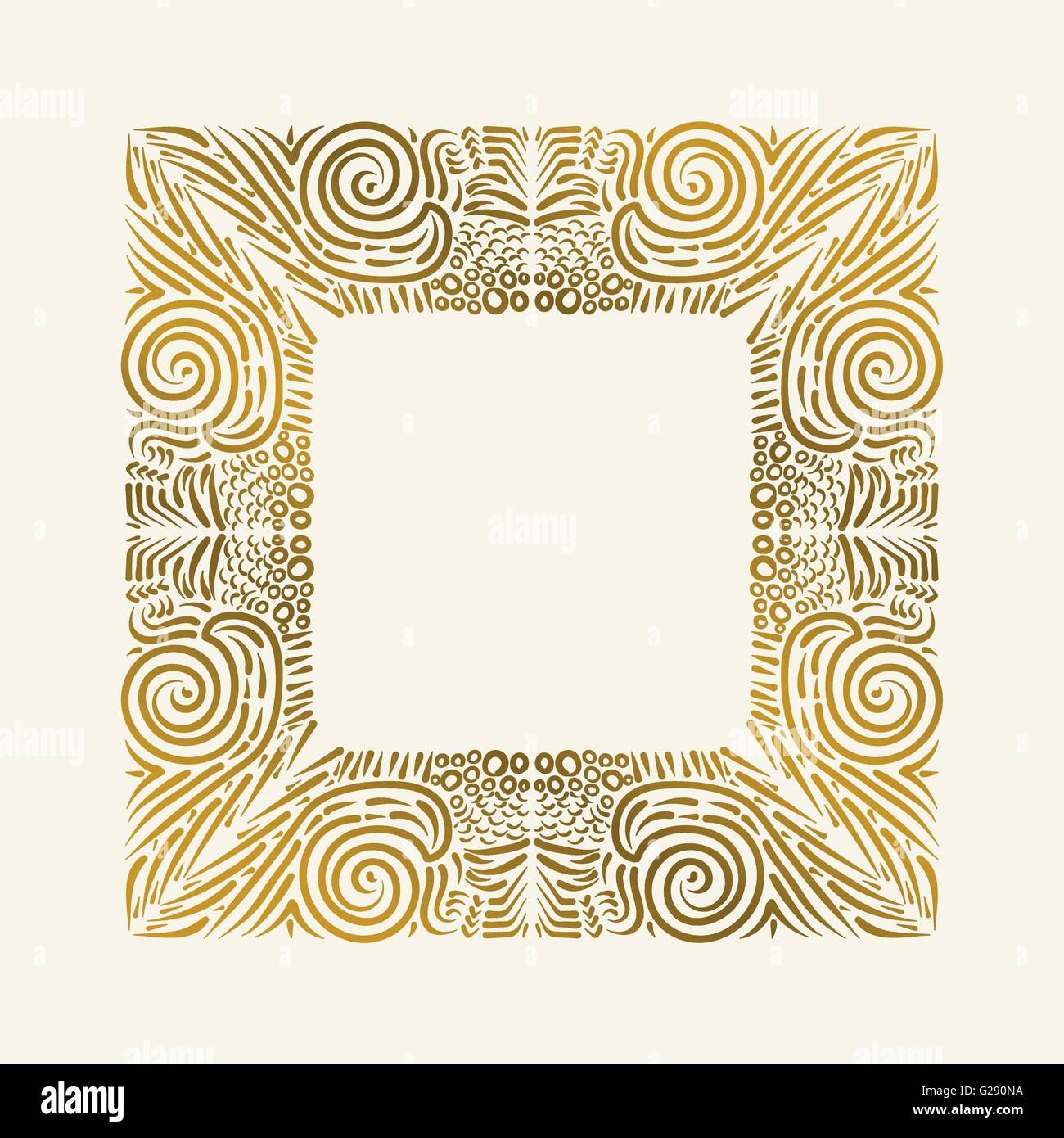 Vector hand drawn frame. Border is made with seamless texture pattern ...