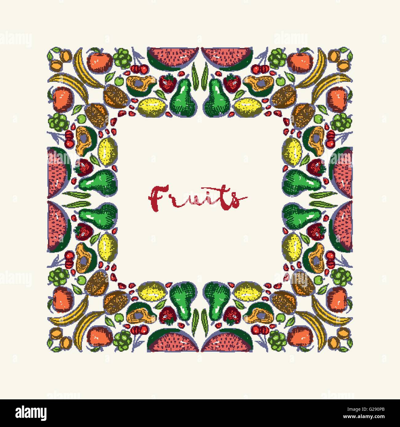 Vector hand drawn frame. Border is made with seamless pattern with ...