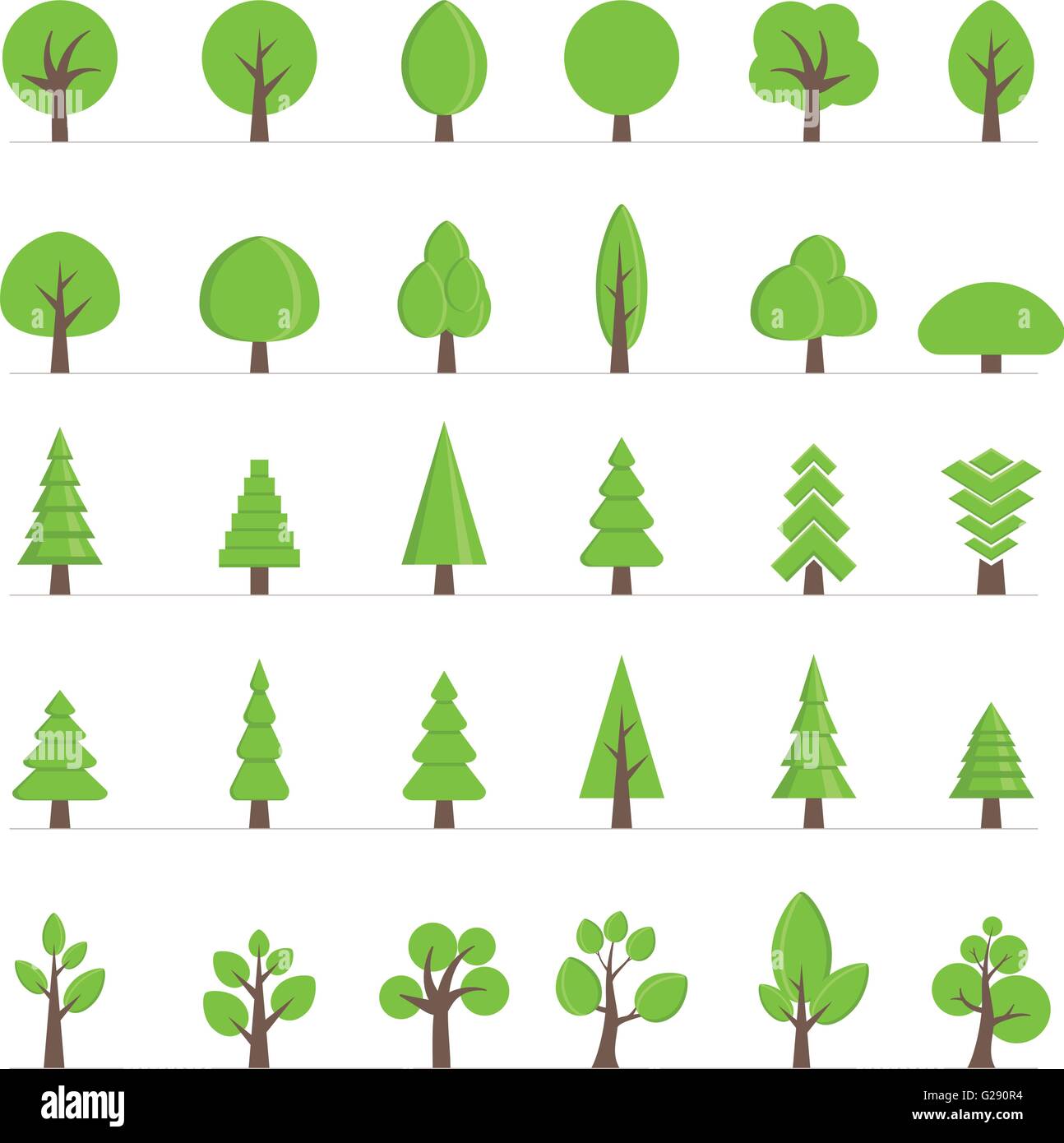 Vector different trees, bushes, grass and other natural objects ...