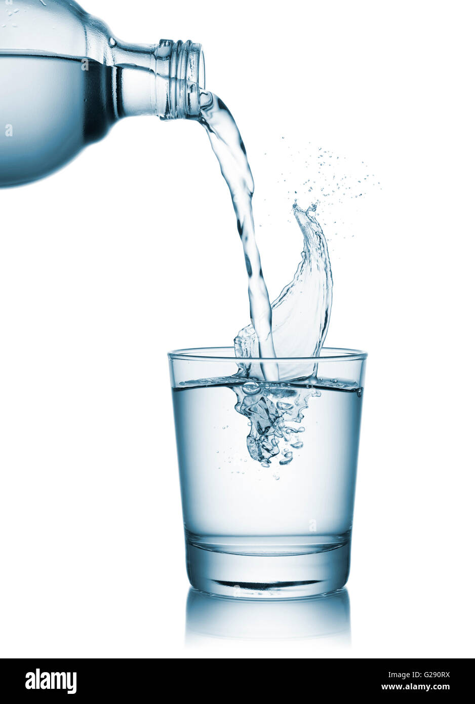 pouring natural water on glass with splashing Stock Photo - Alamy