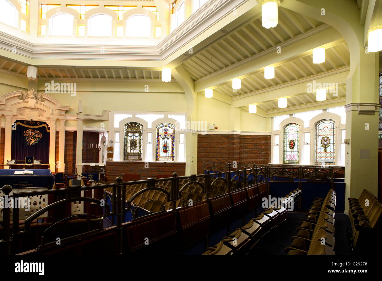 Synagogue High Level Glazed Light Stained Glass Stock Photo - Alamy