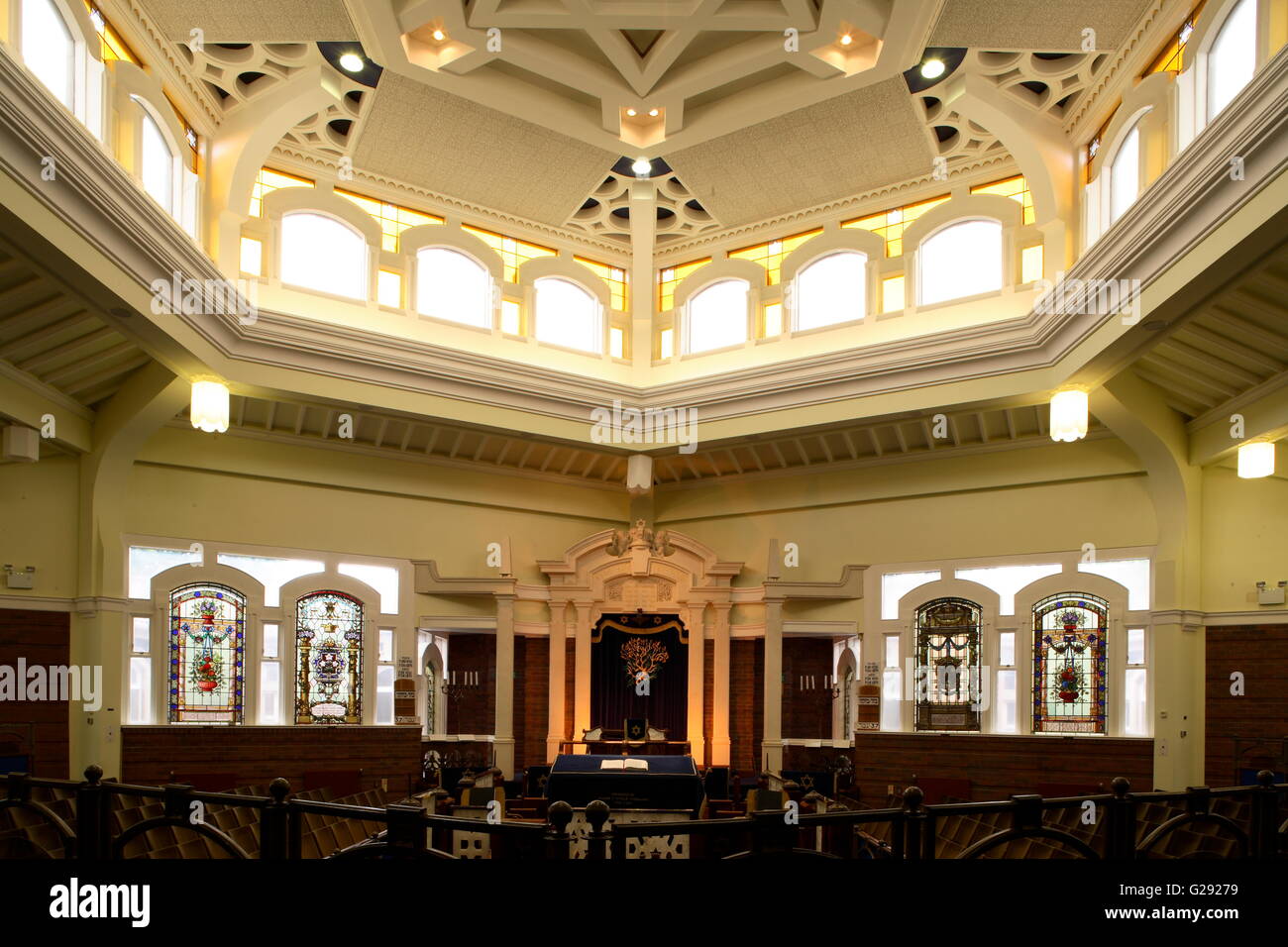 Synagogue High Level Glazed Light Stained Glass Stock Photo - Alamy