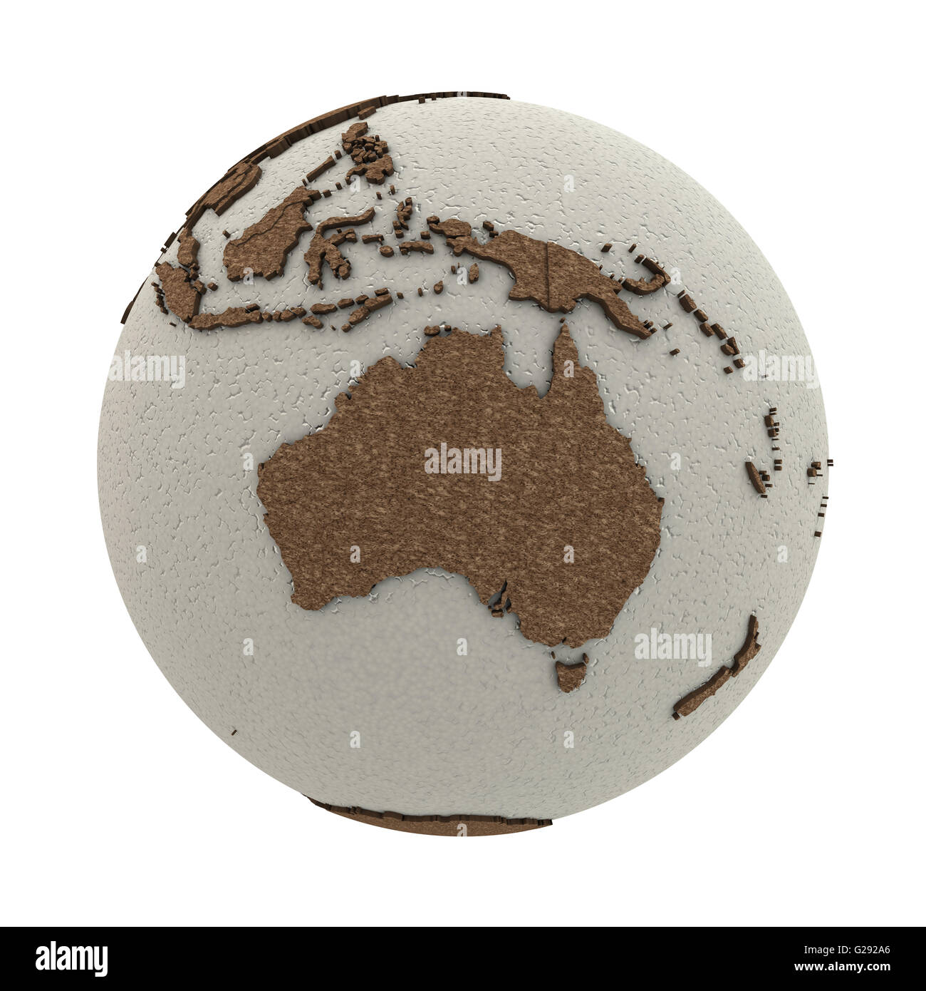 Australia on 3D model of planet Earth with oceans made of polystyrene ...