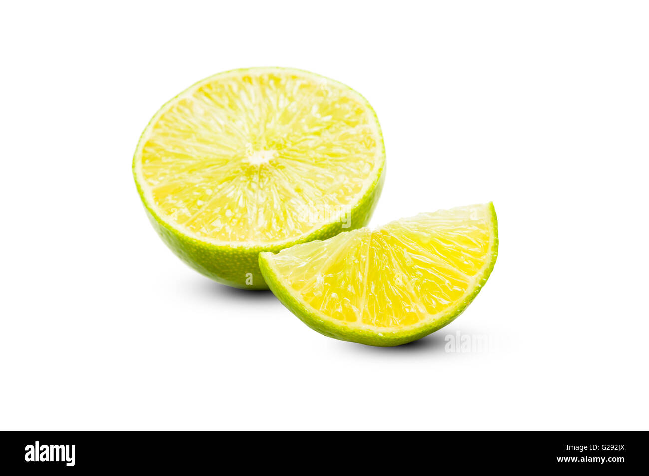 Closeup of fresh sliced lime isolated on white background Stock Photo ...